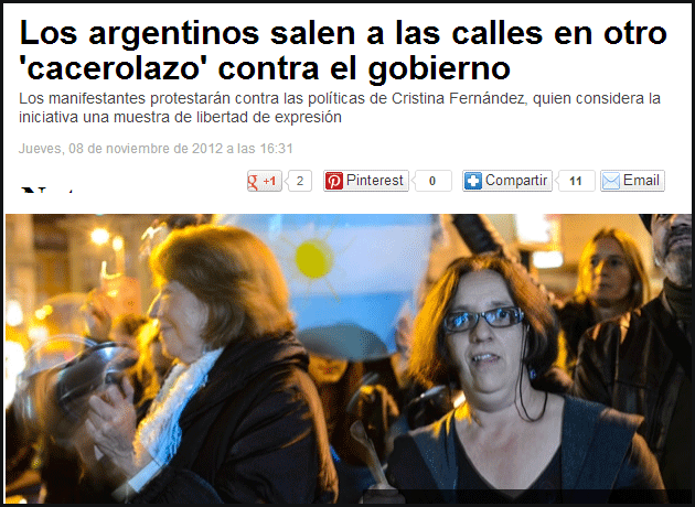 El cacerolazo y la protesta en Argentina fueron noticia en los medios ...