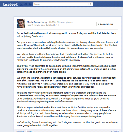 Facebook sorprende y compra Instagram por u$s1.000 M para crecer en ...